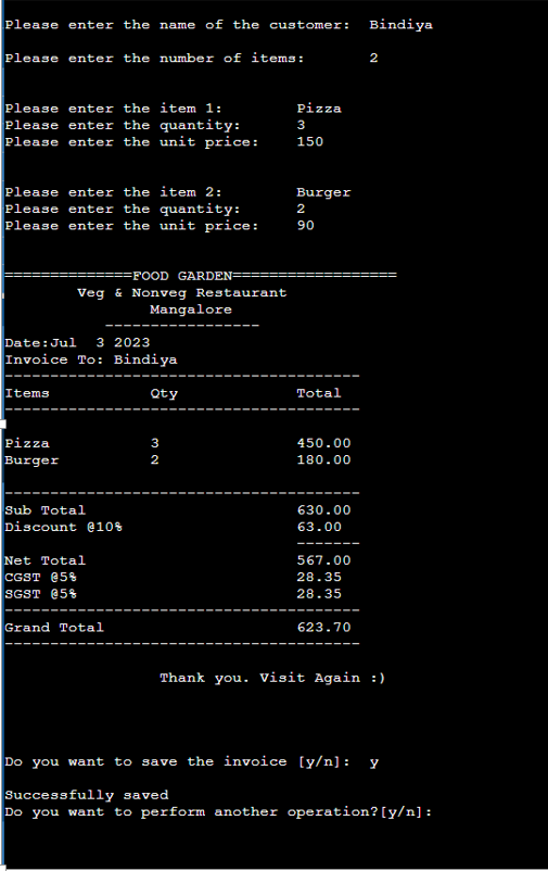 Github Bindiya Aminrestaurant Billing Mini Project On Simulating A Billing System In A 