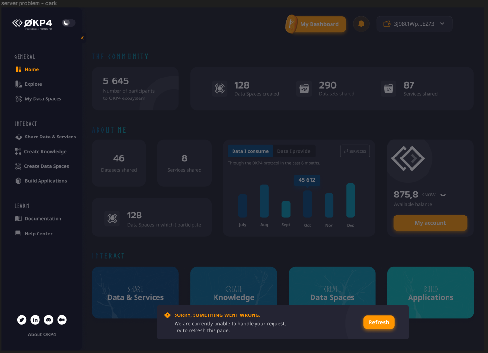 [Error] - Server problem · Issue #172 · okp4/dataverse-portal · GitHub