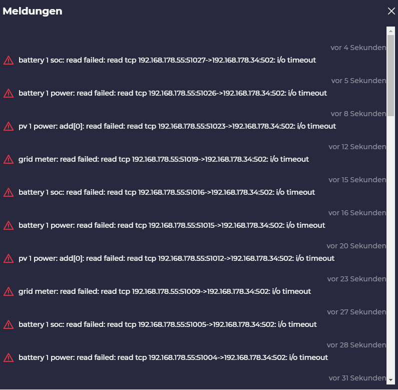 Read Failed alle paar Sekunden · evcc-io evcc · Discussion #7722 · GitHub