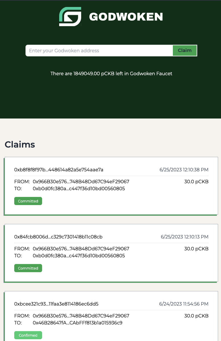 GitHub - godwokenrises/godwoken-faucet
