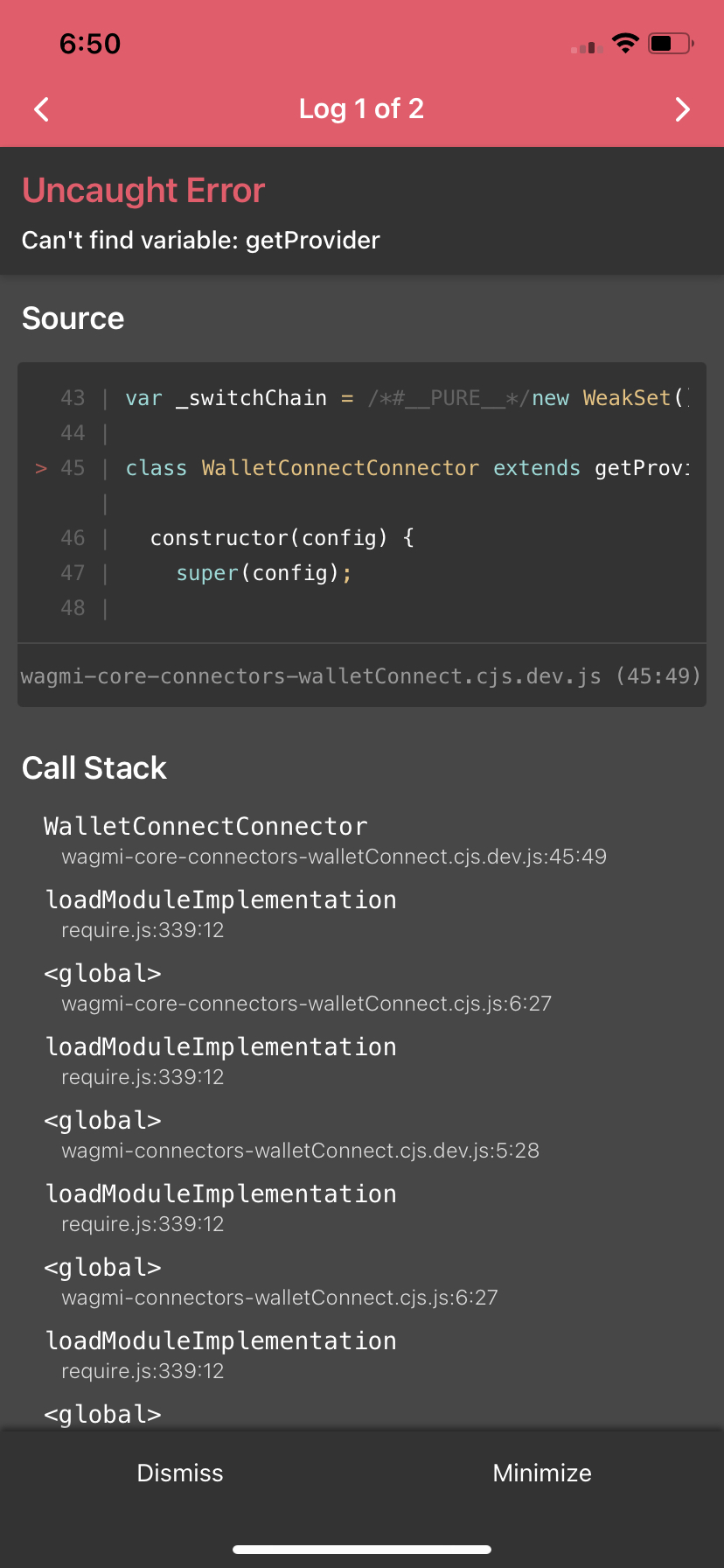 Bug Cant Find Variable Getprovider React Native Using Wagmi 0640 And 0660 Re Opening