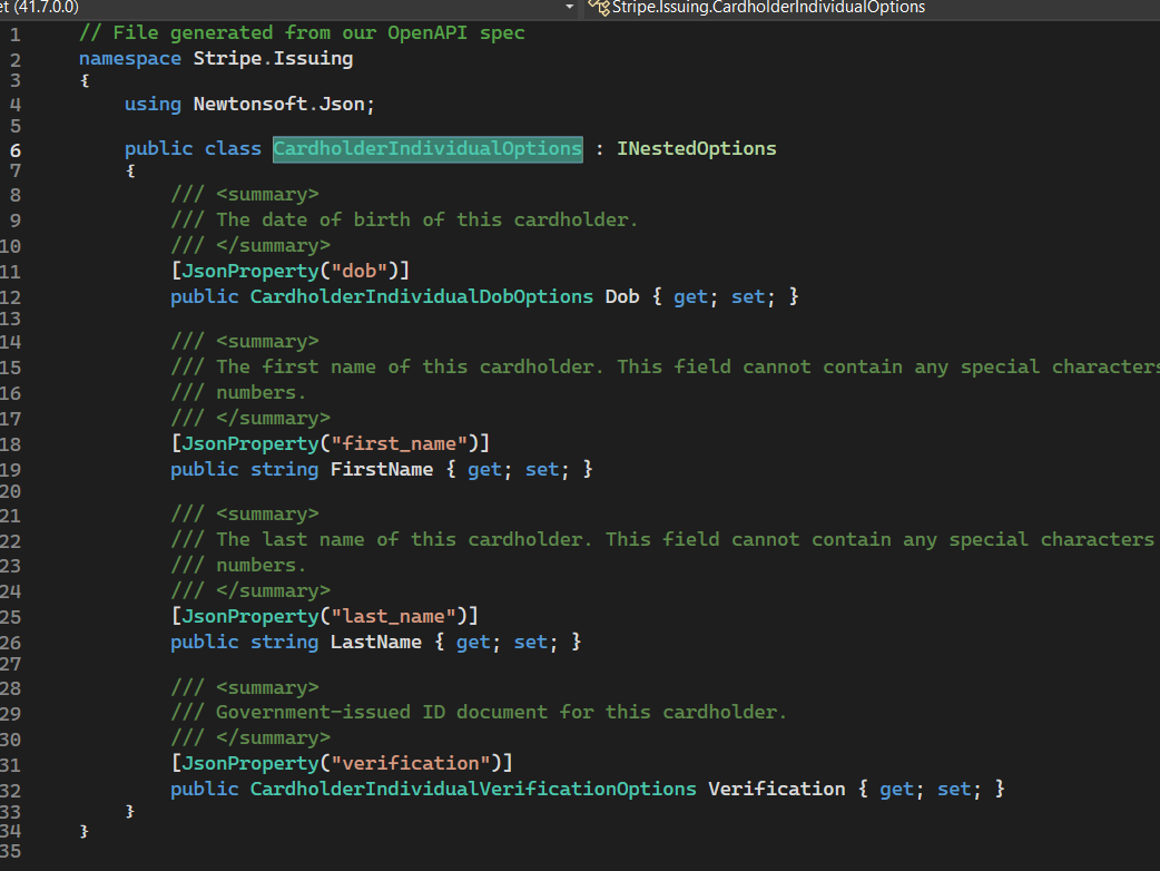 Missing property in Card Holder creation in stripe issuing · Issue #2674 · stripe/stripe-dotnet ...