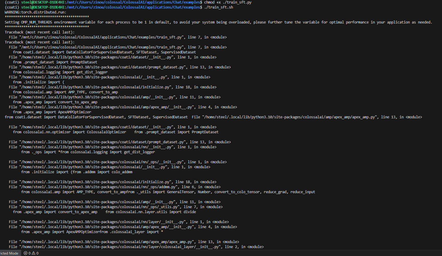 [BUG]: ./train_sft.sh · Issue #3874 · hpcaitech/ColossalAI · GitHub
