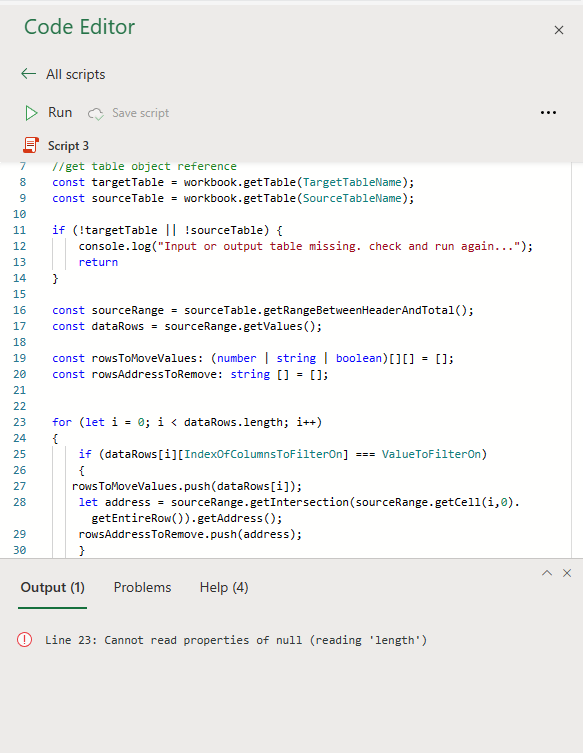 Code Gives Error · Issue 600 · Officedev Office Scripts Docs · Github
