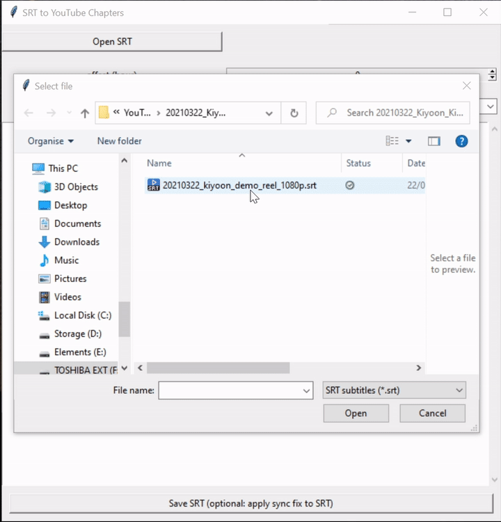 GitHub - kiyoon/srt_to_youtube_chapters: Convert SRT files to YouTube ...