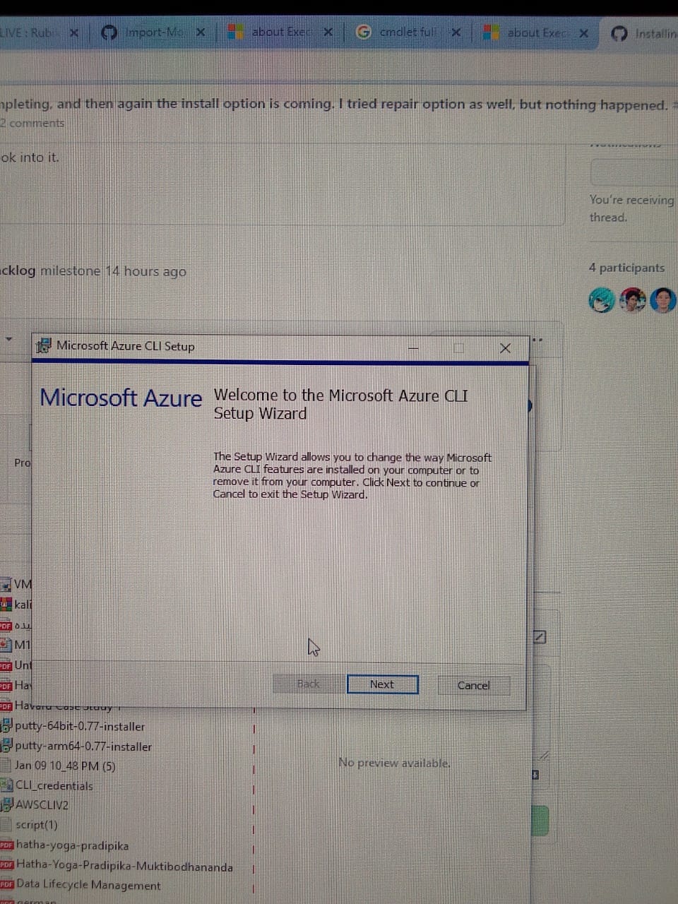 Installing Procedure Of Azure Cli Is Completing And Then Again The Install Option Is Coming I