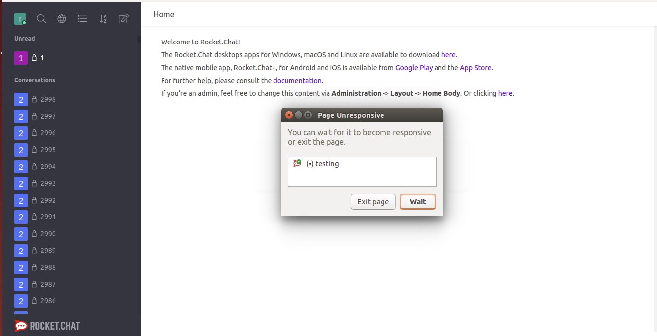 RocketChat UI freezes with large number of rooms · Issue #12854 · RocketChat/Rocket.Chat · GitHub
