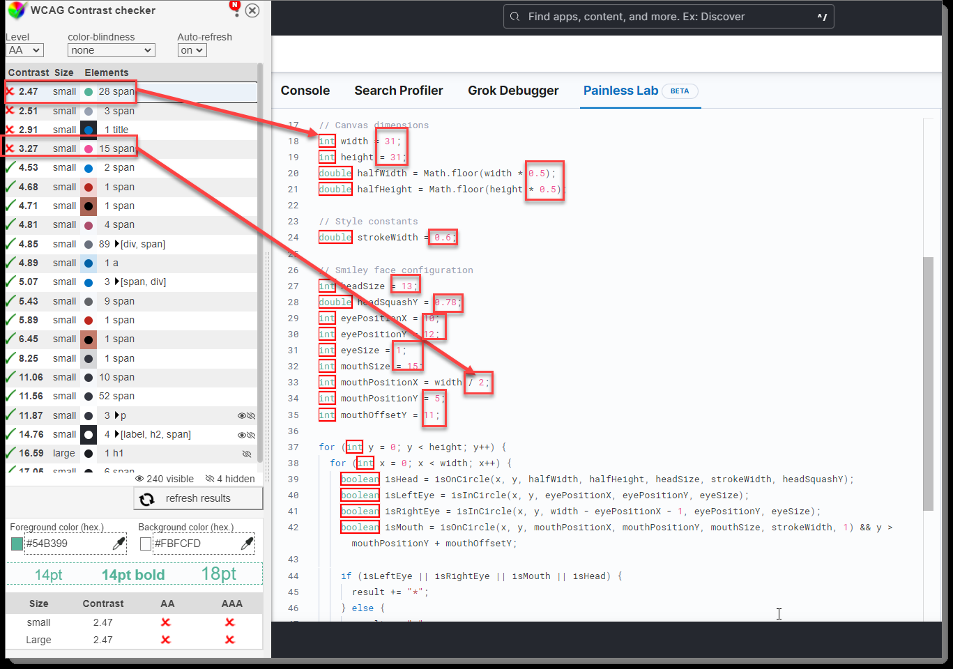 (Accessibility) The contrast ratio from text to background is below the threshold - example 4 ...