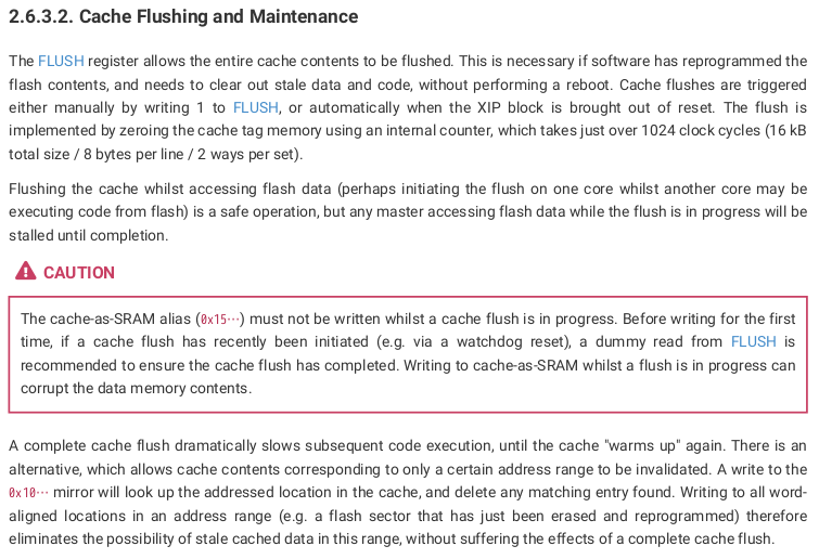 XIP cache already enabled in "RAM only" boots (preventing that memory region from being used ...