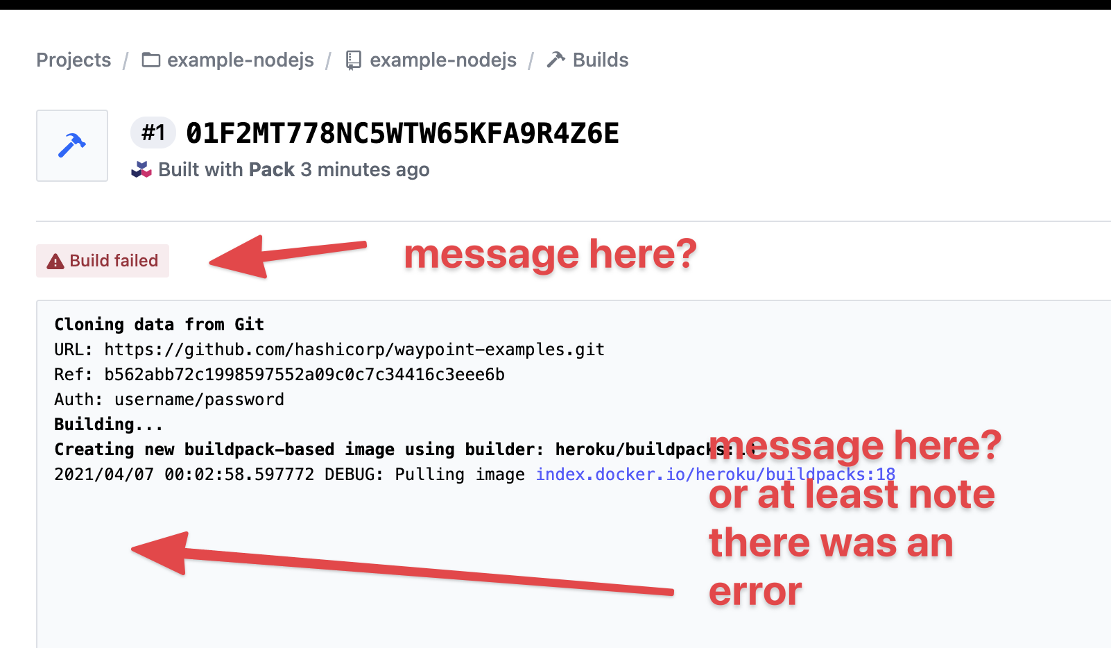 ui: Failed operations don't show error messages · Issue #1266 · hashicorp/waypoint · GitHub