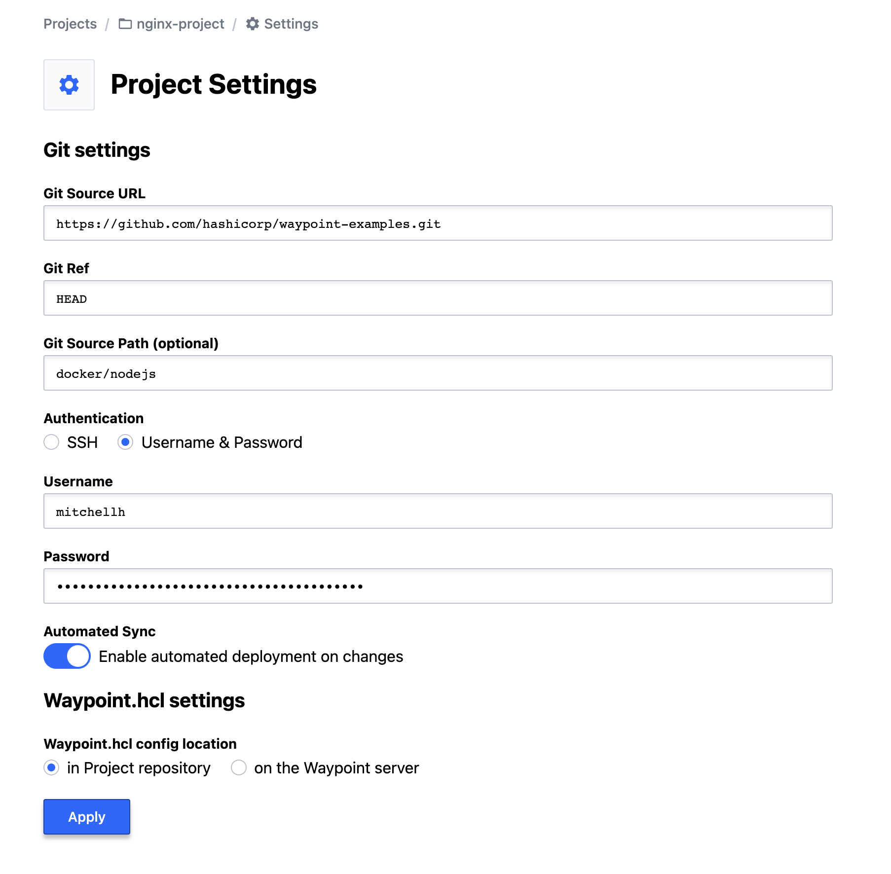 ui: git settings don't clear on new project · Issue #1268 · hashicorp/waypoint · GitHub