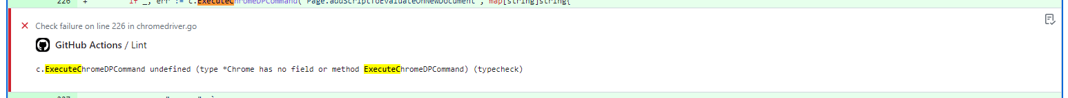 Unresolved reference 'ExecuteChromeDPCommand' · Issue #1 · Davincible/go-undetected-chromedriver ...