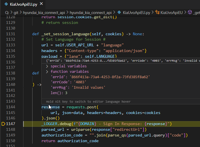 Connection to Hyundai EU suddenly not working · Issue #618 · Hyundai-Kia-Connect/kia_uvo · GitHub
