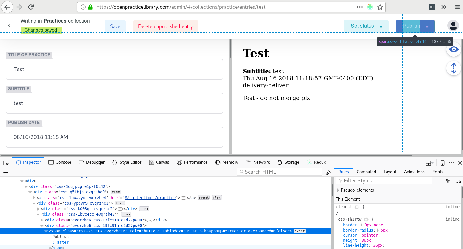 Hide publish button · Issue #349 · openpracticelibrary/openpracticelibrary · GitHub