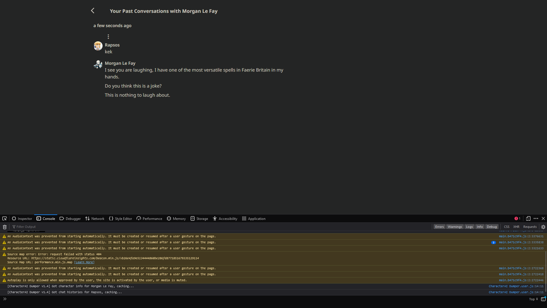 Can’t find variable: s error on iOS · Issue #5 · 0x000011b/characterai-dumper · GitHub