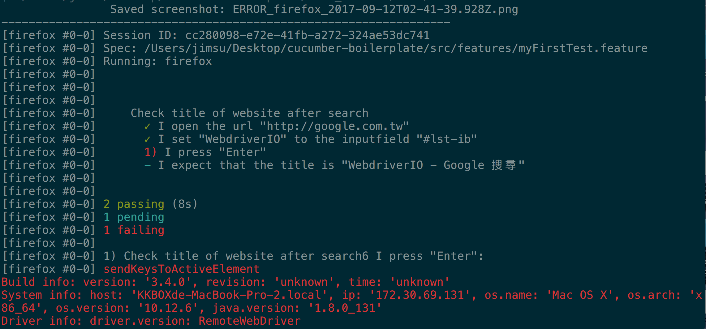 browser.keys(key) does not work in firefox · Issue #136 · webdriverio/cucumber-boilerplate · GitHub