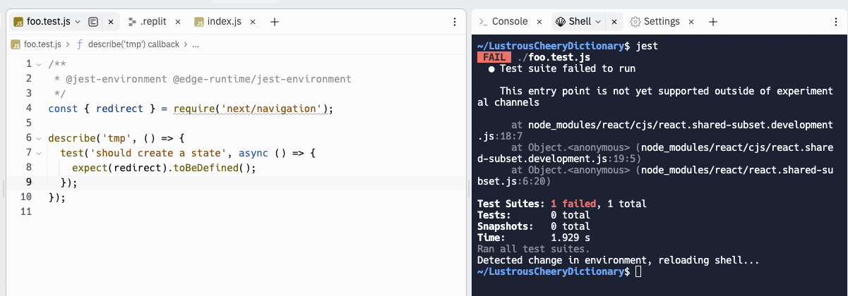 @edge-runtime/jest-environment fails when you include 'next/navigation ... @edge-runtime/jest-environment fails when you include 'next/navigation ...