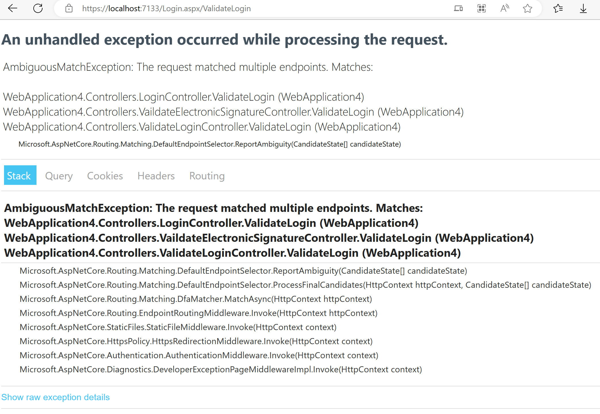 AmbiguousMatchException when using "{controller}.aspx" route template · Issue #48813 · dotnet ...
