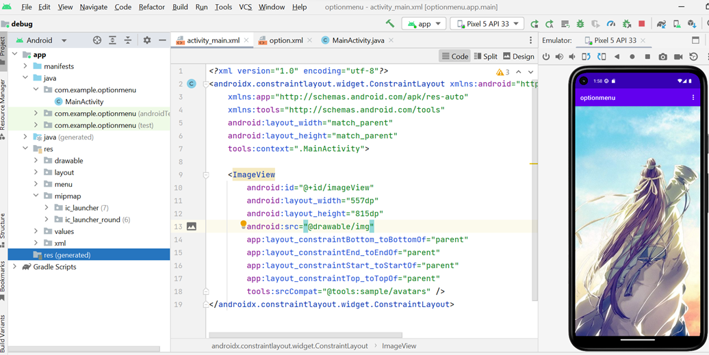 GitHub - HibaRajarajeswari/OPTION-MENU