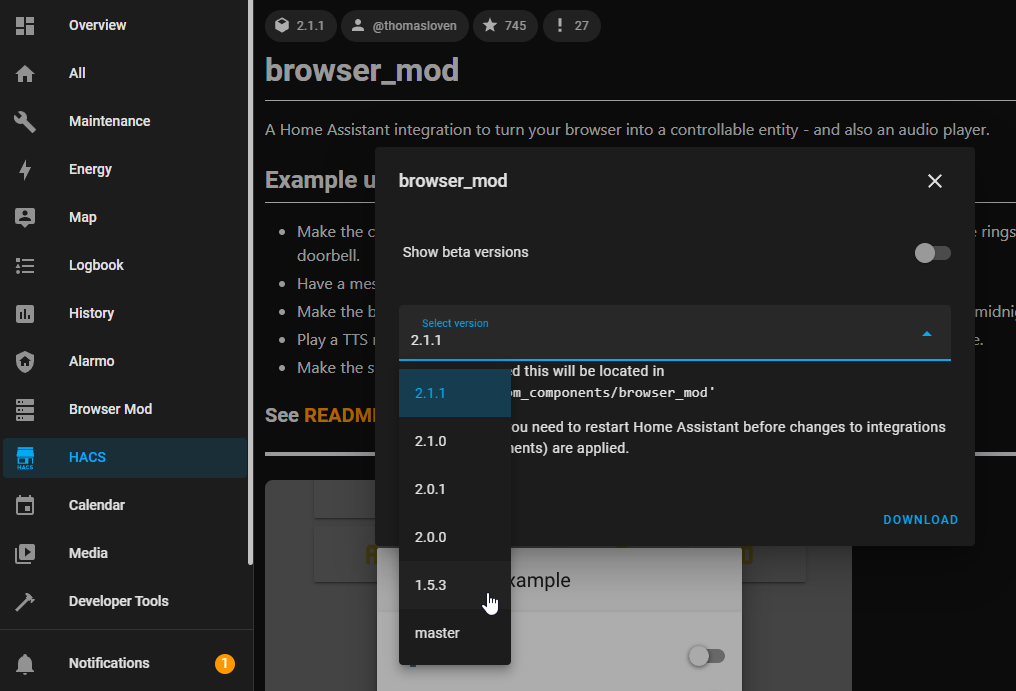 New update 2.1.0 - Things which are not working · Issue #393 · thomasloven/hass-browser_mod · GitHub