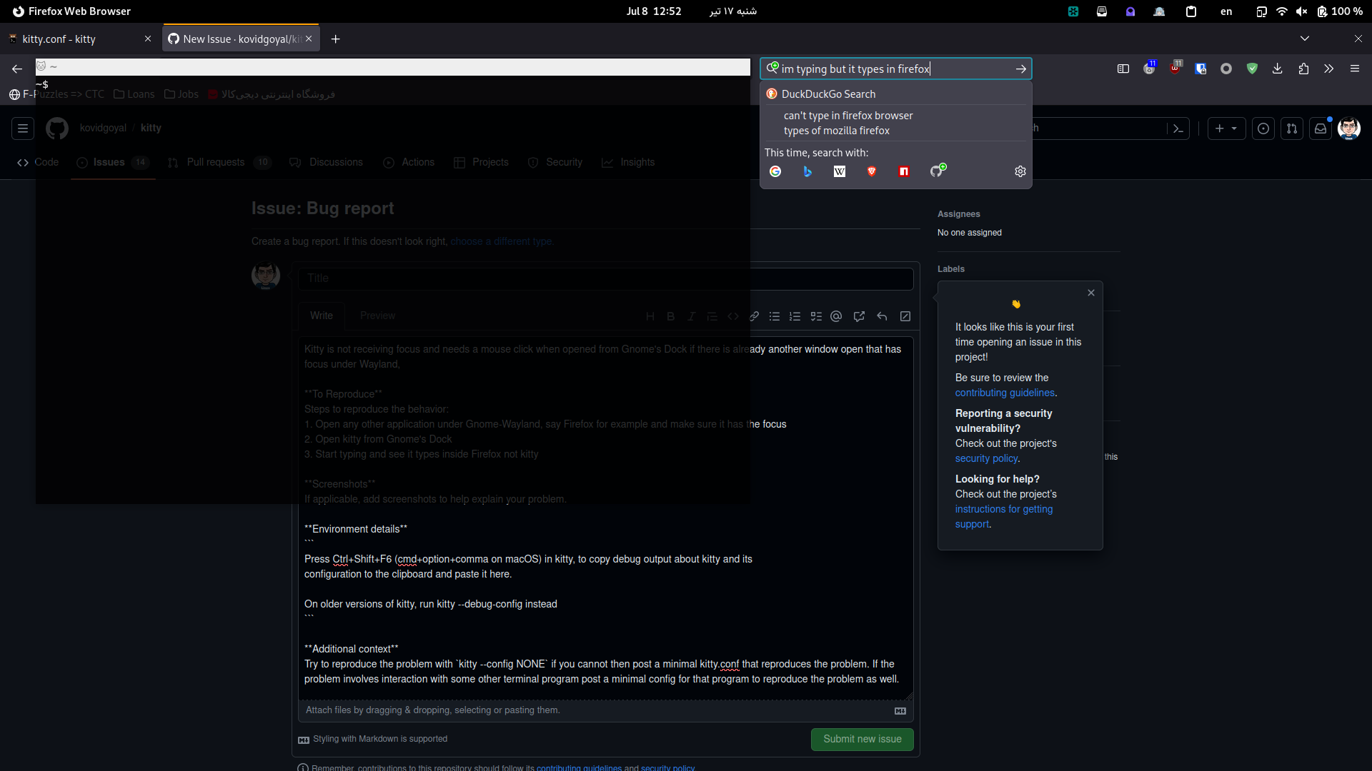 Kitty Not Receiving Focus When Opened From Gnome Dock Under Wayland · Issue 6428 · Kovidgoyal