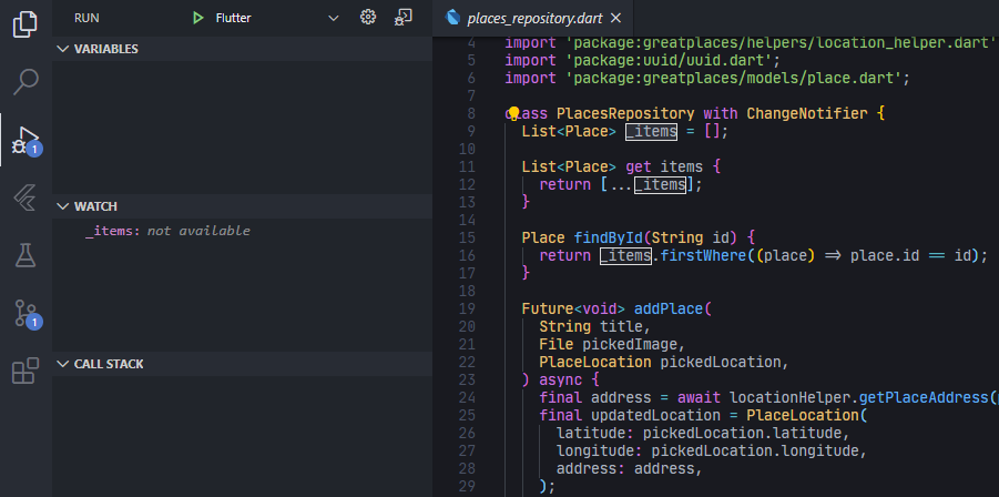 Debug Got No Watch Functionality · Issue 59153 · Flutterflutter · Github