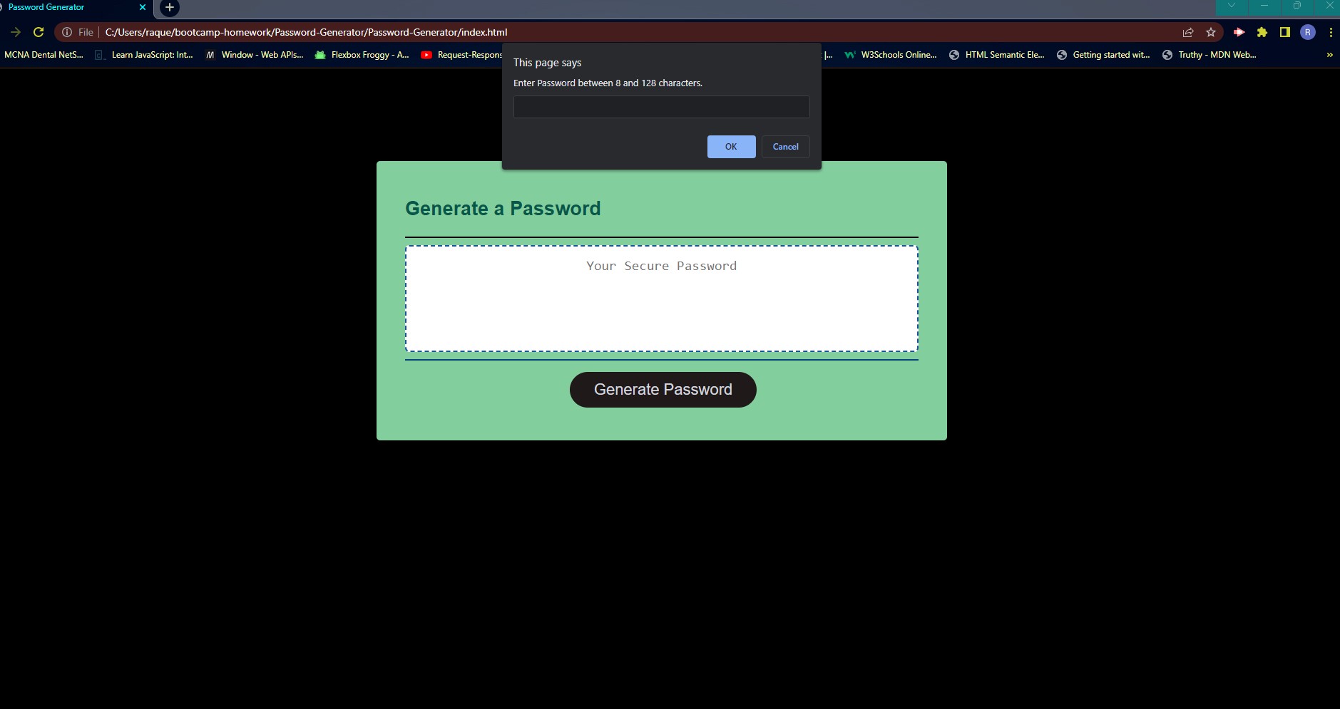 GitHub - Raquel-t/Password-Generator: Create strong password that provides greater security.