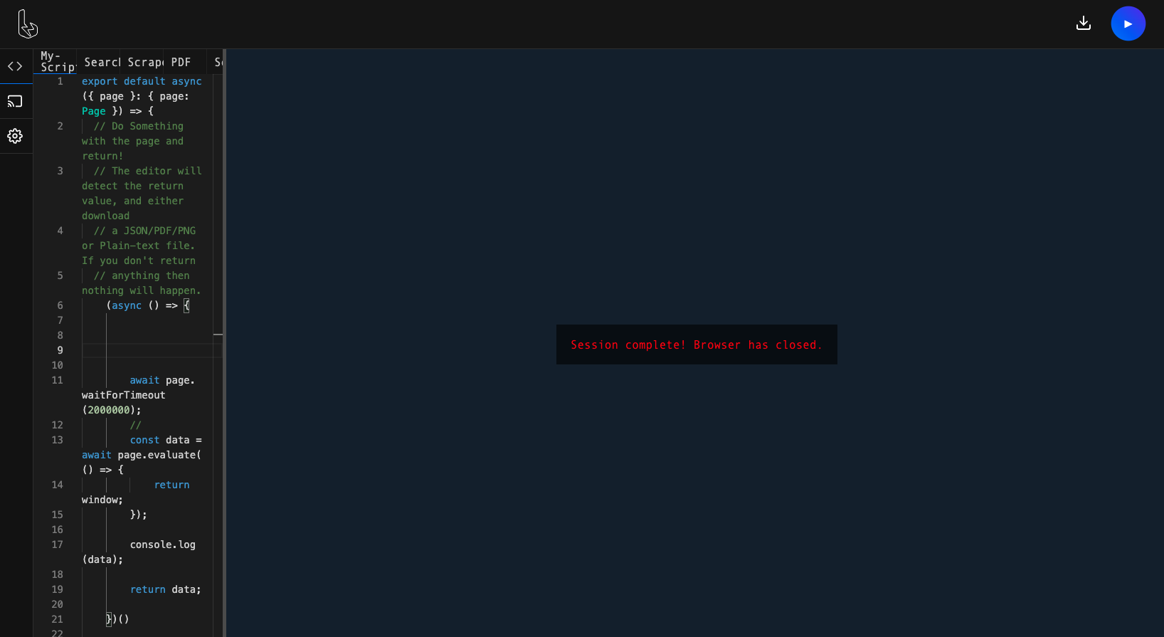 Session complete! Browser has closed. · Issue #3172 · browserless/browserless · GitHub