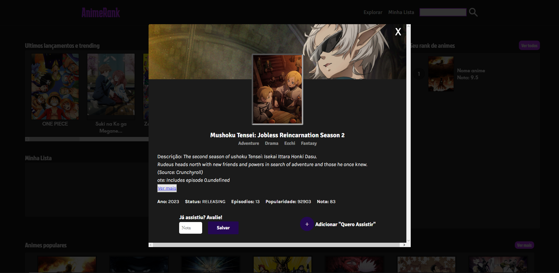GitHub - joaoplgaspar/animeRank-JS: Website para descobrir e rankear ...