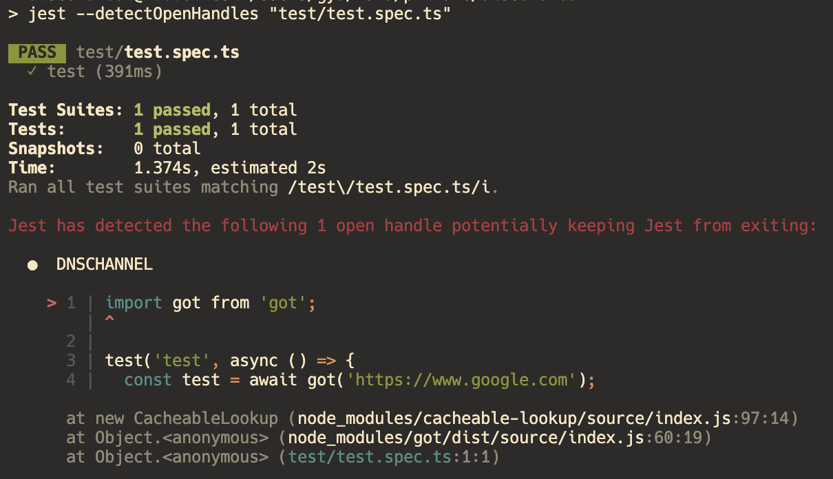 The process never exits although Got has resolved · Issue #1196 · sindresorhus/got · GitHub