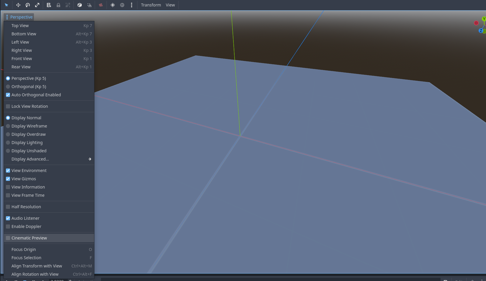 Enabling and disabling "Cinematic Preview" view option in a 3D scene leaves touchscreen controls ...