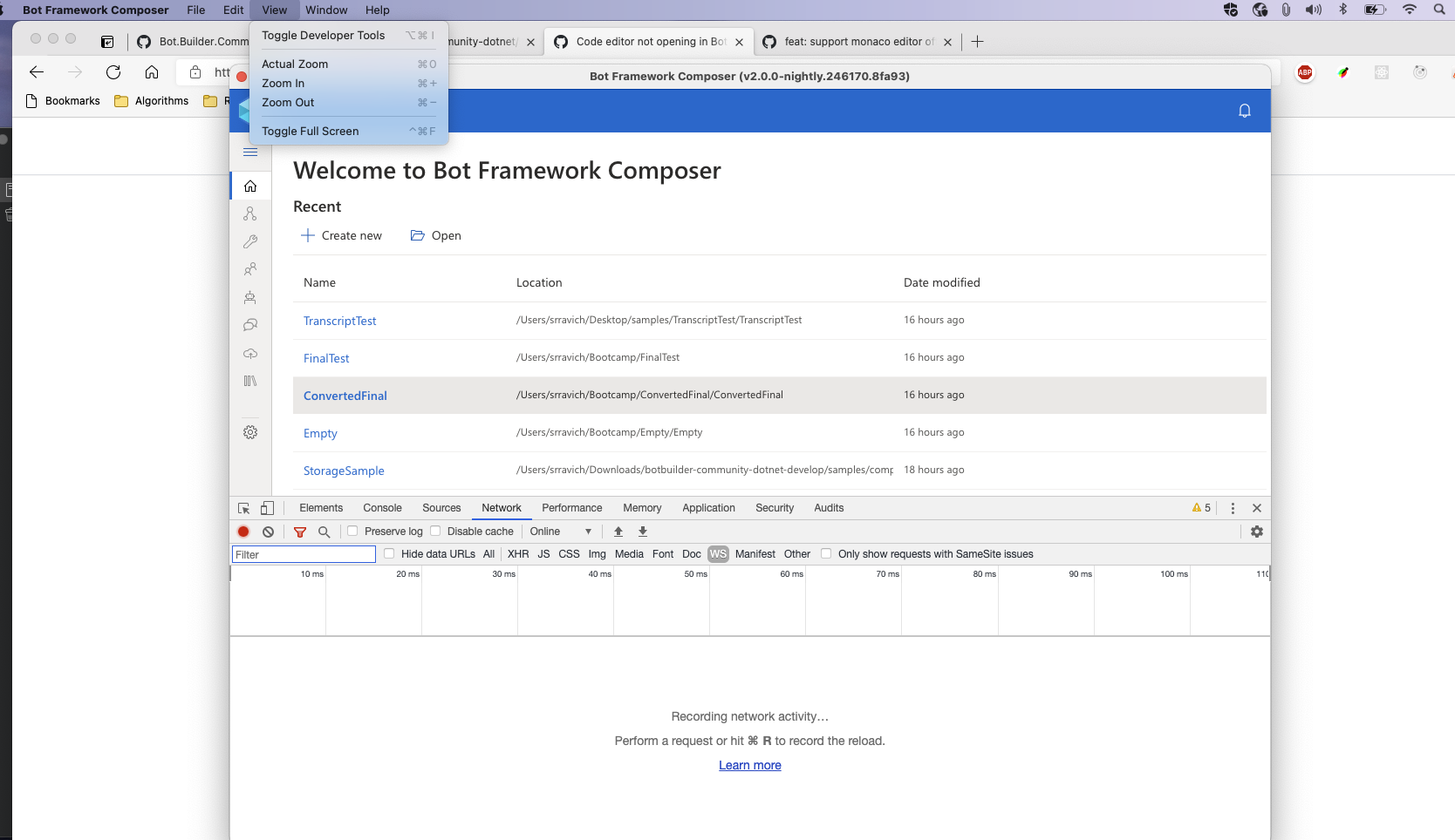 Code editor not opening in Bot Composer · Issue #7833 · microsoft/BotFramework-Composer · GitHub