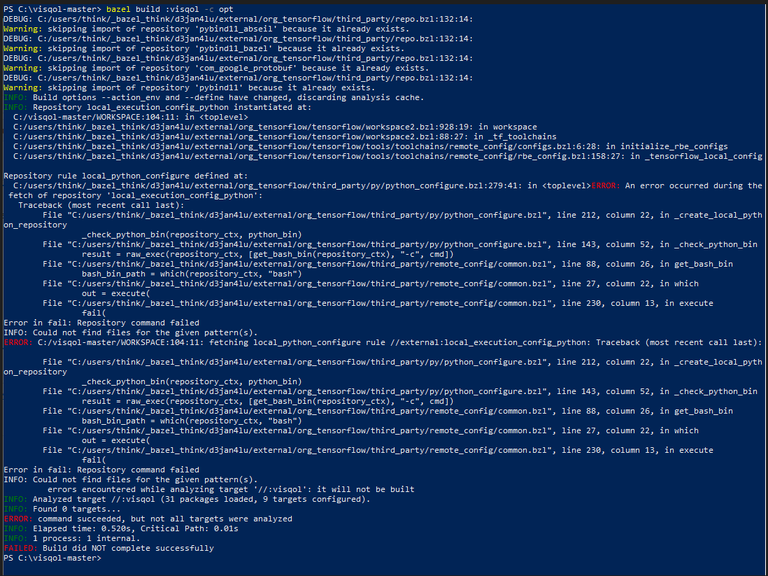 Shows Build did NOT complete successfully when building visqol · Issue #97 · google/visqol · GitHub