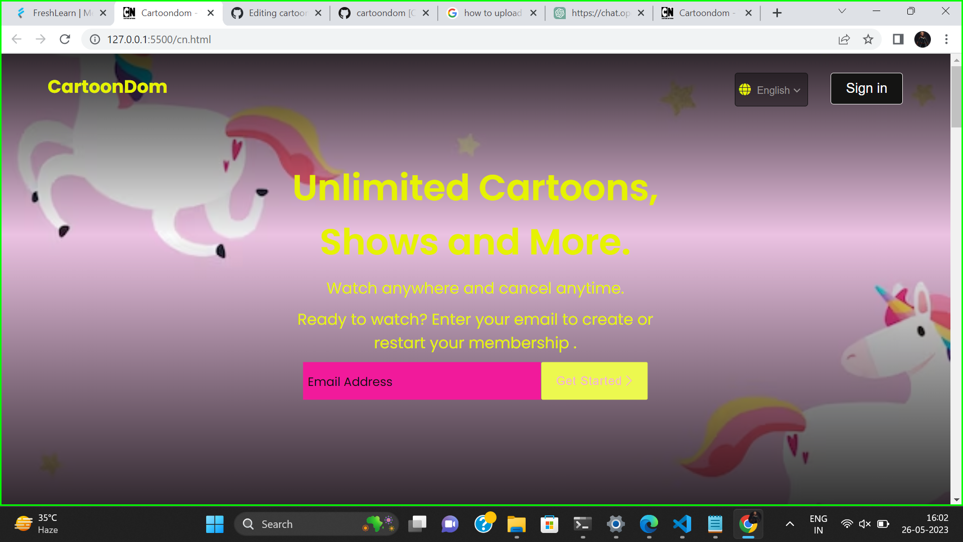 GitHub - pragatipusadkar18/cartoondom: Cartoon Dom is a captivating and delightful webpage ...