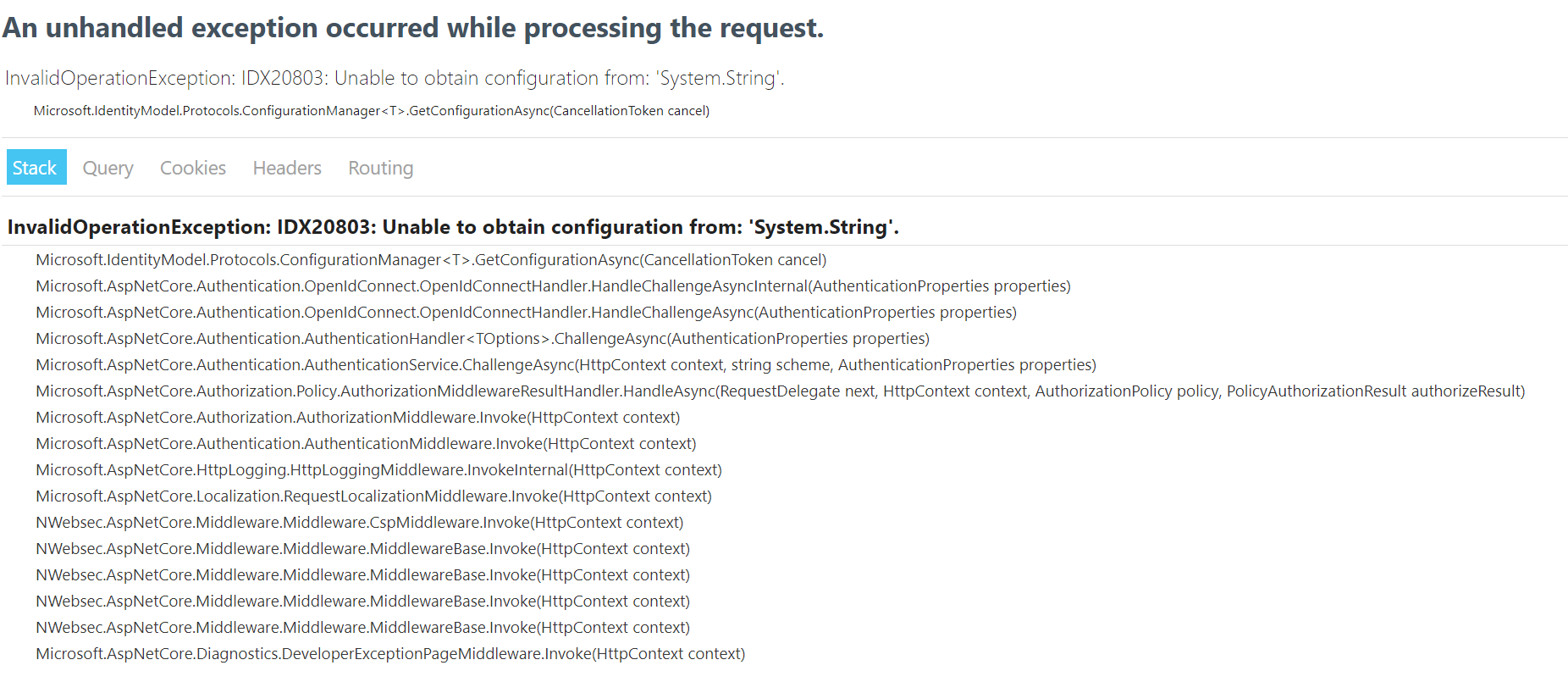 [Bug] IDX20803 - Unable to obtain configuration from 'System.String' · Issue #2031 · AzureAD ...