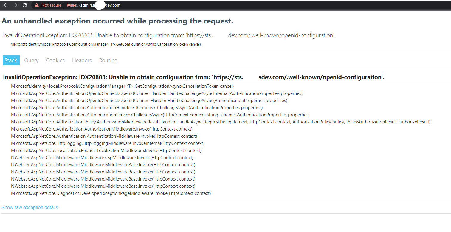 IDX20803 - Unable to obtain configuration from 'System.String' · Issue #532 · DuendeArchive ...