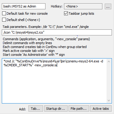 %CMDER_START% variable not assigned when using ConEmu's MSYS2 connector as administrator · Issue ...