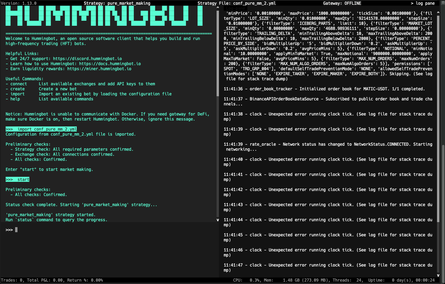 Binance - Error parsing the trading pair rule pairs - cannot trade MATIC-USDT · Issue #6230 ...