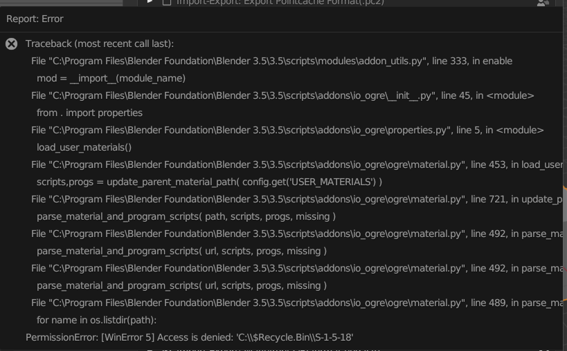 Error when trying to enable the import-export ogre in blender · Issue #175 · OGRECave ...
