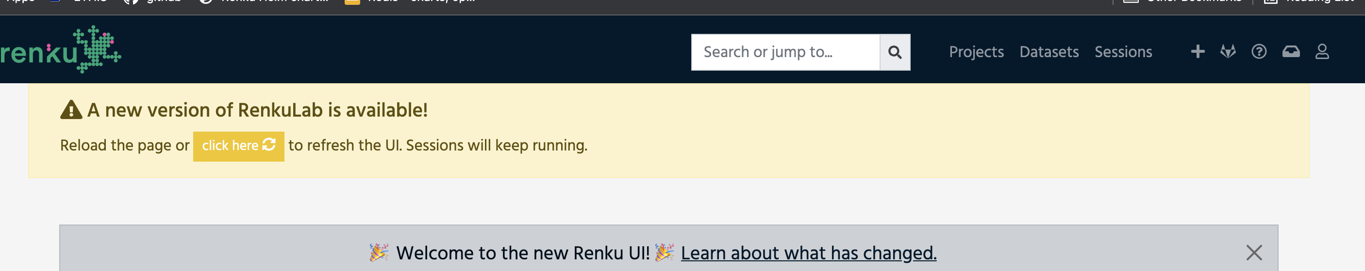 Hard reload is needed to get new UI · Issue #1650 · SwissDataScienceCenter/renku-ui · GitHub