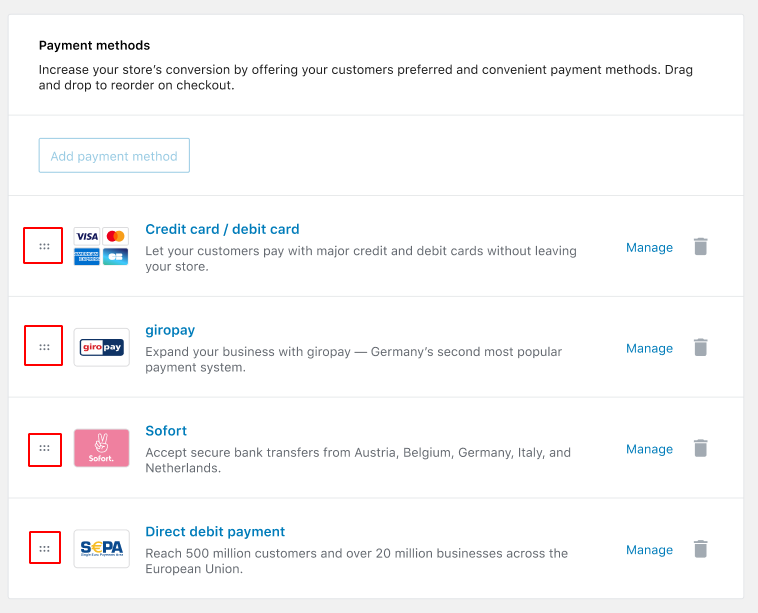 Implement sorting mechanism for the payments method list in settings · Issue #1504 · Automattic ...
