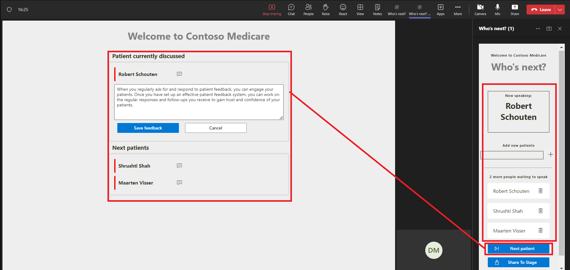 Project: Discuss a select number of patients by Healthcare specialists, supplying feedback and ...