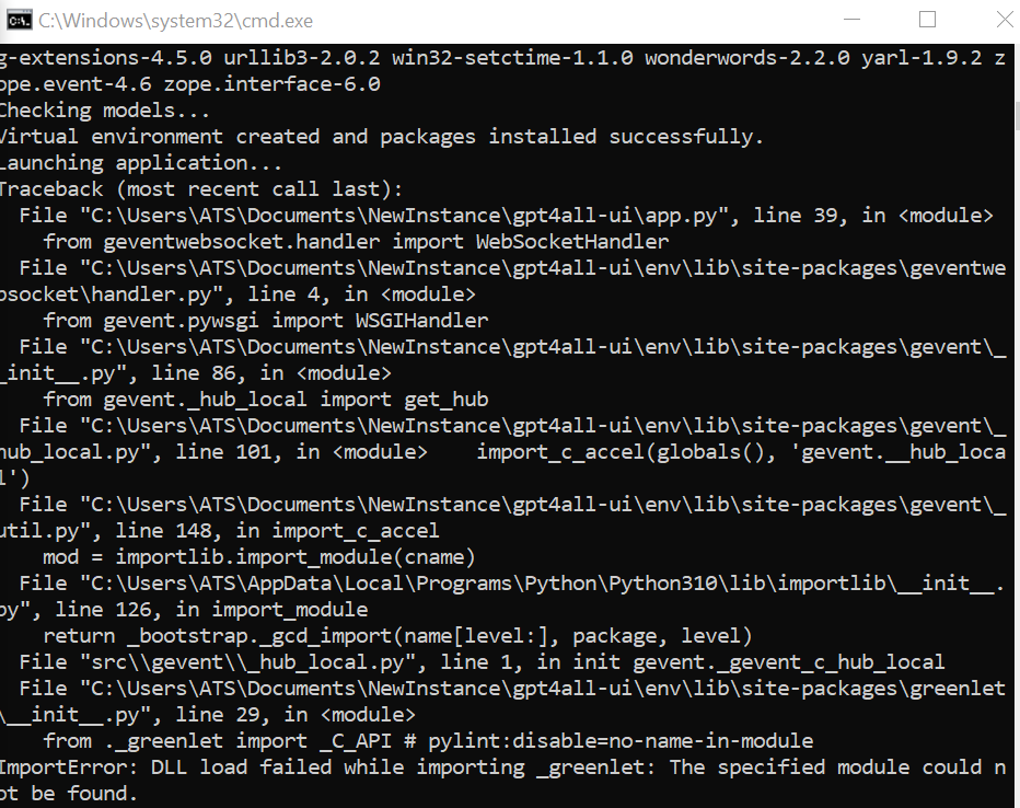 ImportError: DLL load failed Windows bat install · Issue #202 · ParisNeo/lollms-webui · GitHub