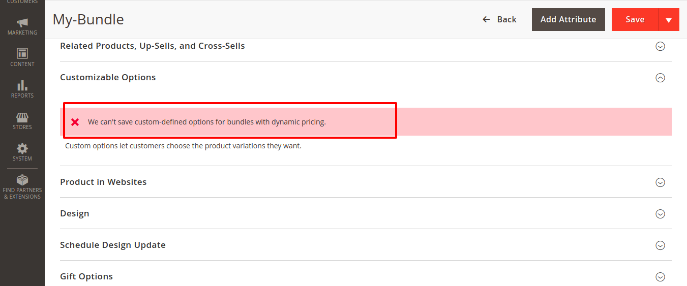 Bundle product edit/add page error message icon alignment is not proper at 'Customizable Options ...