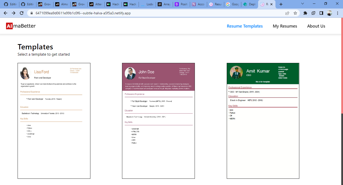 GitHub - MrAmitkumarSagar/resume: Resume Builder web app is Almabetter frontend devlopment project