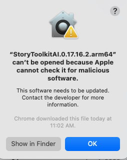 storytoolkit won't launch Mac M1 · Issue #91 · octimot/StoryToolkitAI ...