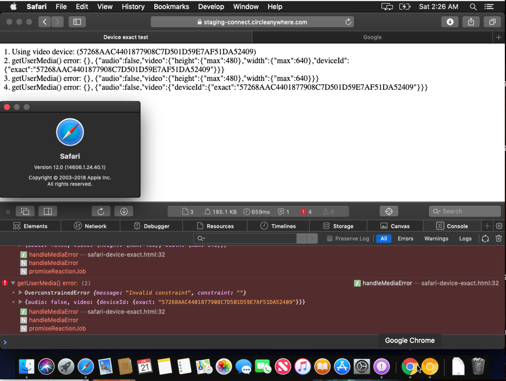 Safari 12 getUserMedia({deviceId: {exact: deviceId}}) produces Invalid Constraint. · Issue #850 ...