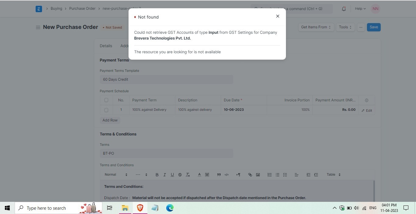 Issue while creating Purchase Order and Purchase Receipt · Issue #34827 · frappe/erpnext · GitHub