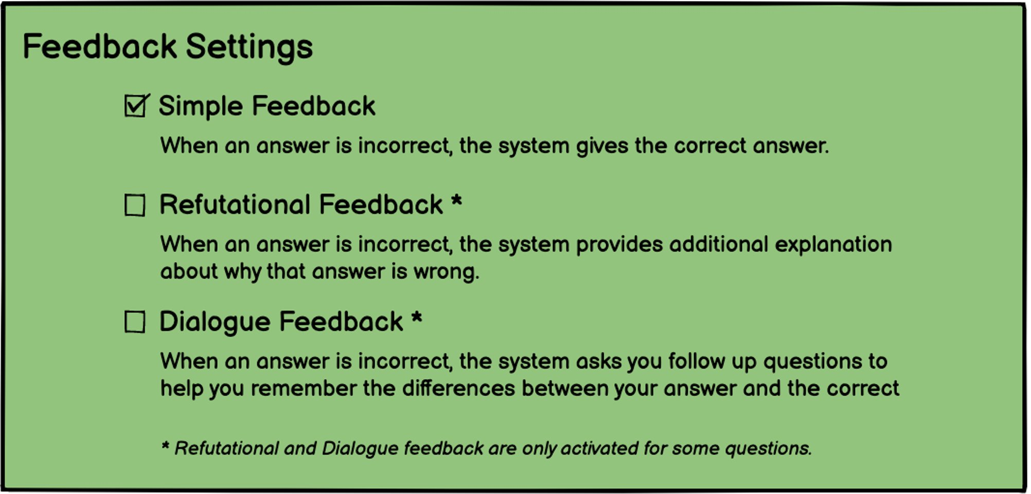 Feedback settings · Issue #262 · memphis-iis/mofacts · GitHub