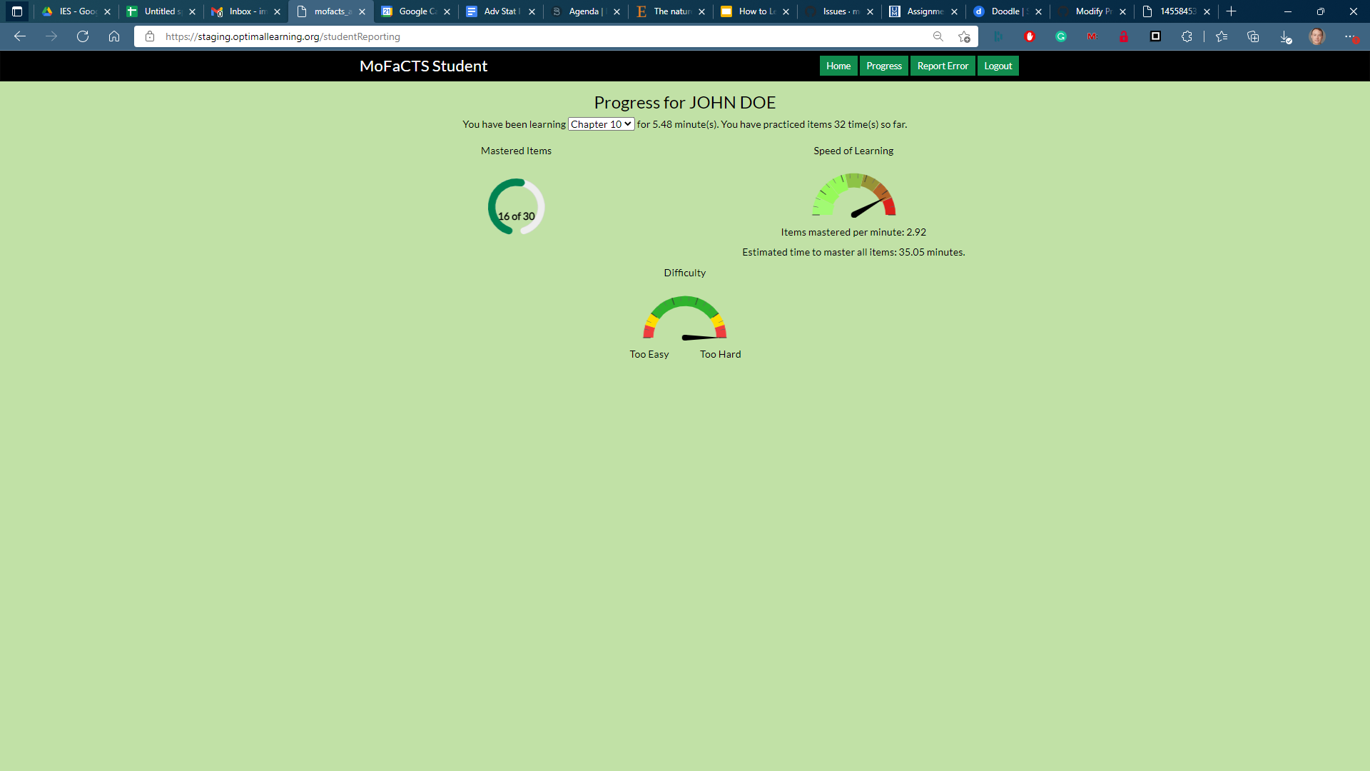 Modify Progress Report extensively · Issue #467 · memphis-iis/mofacts · GitHub